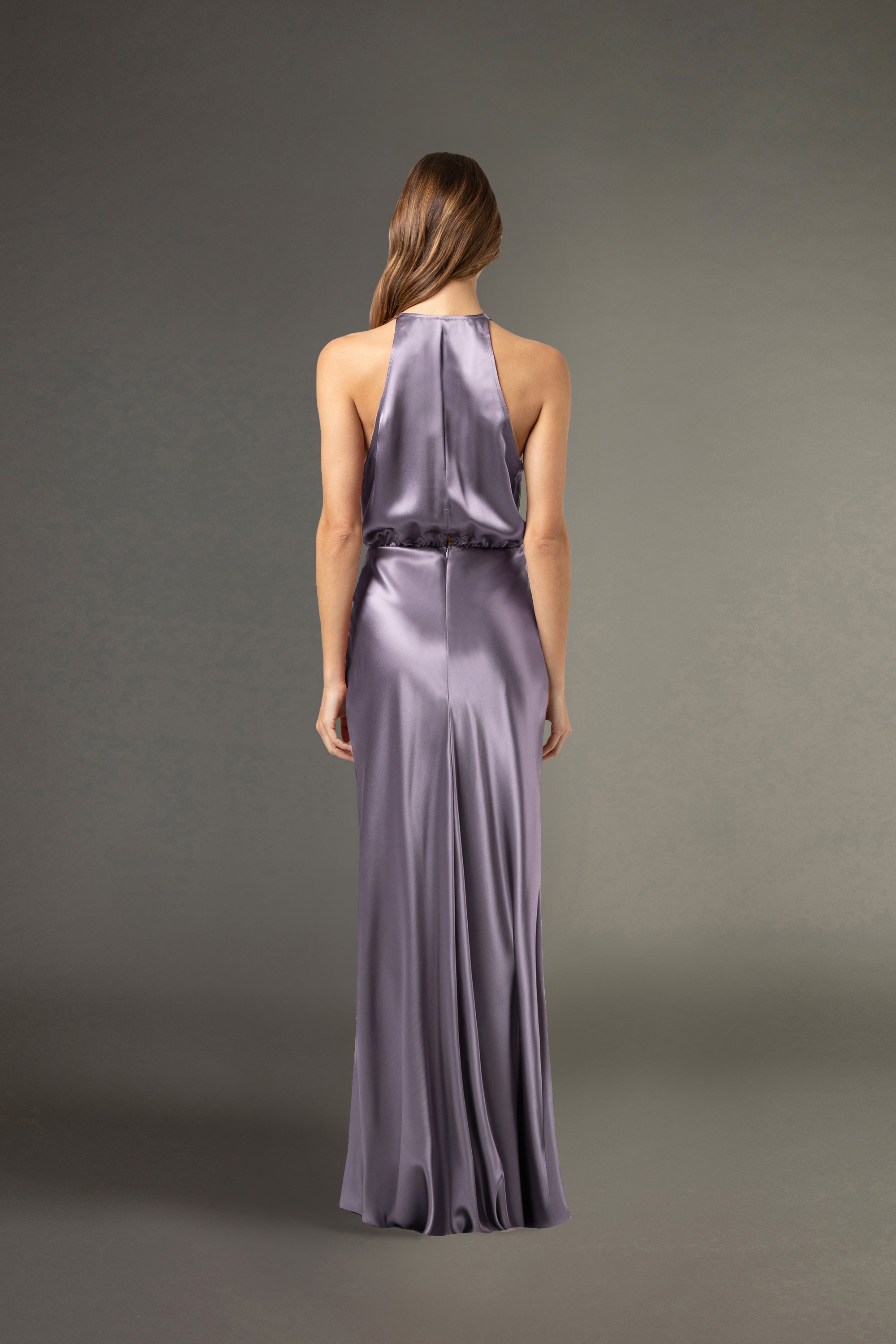 Halter draped gown - mauve – Michelle Mason