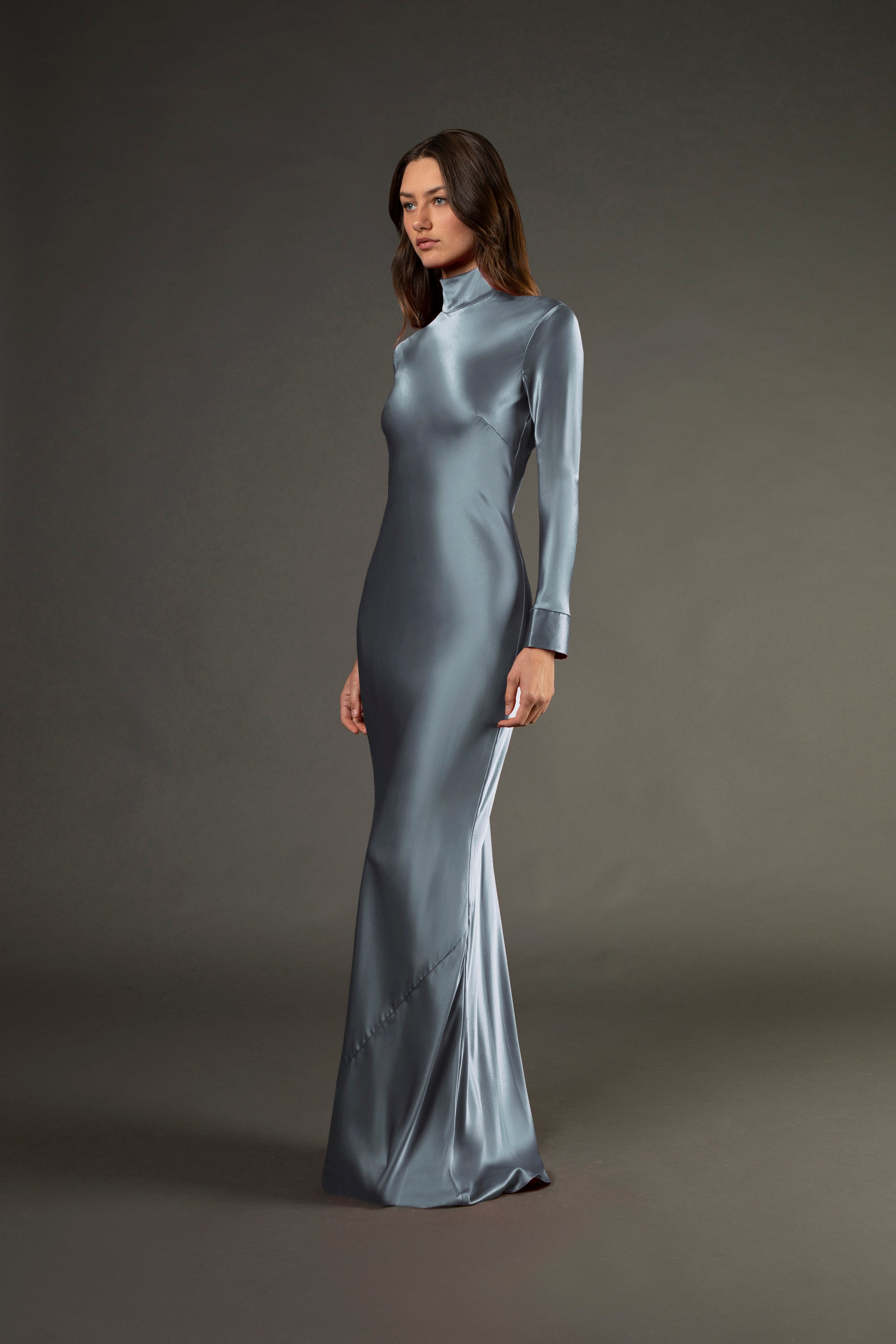 Open back long sleeve gown - celestine – Michelle Mason