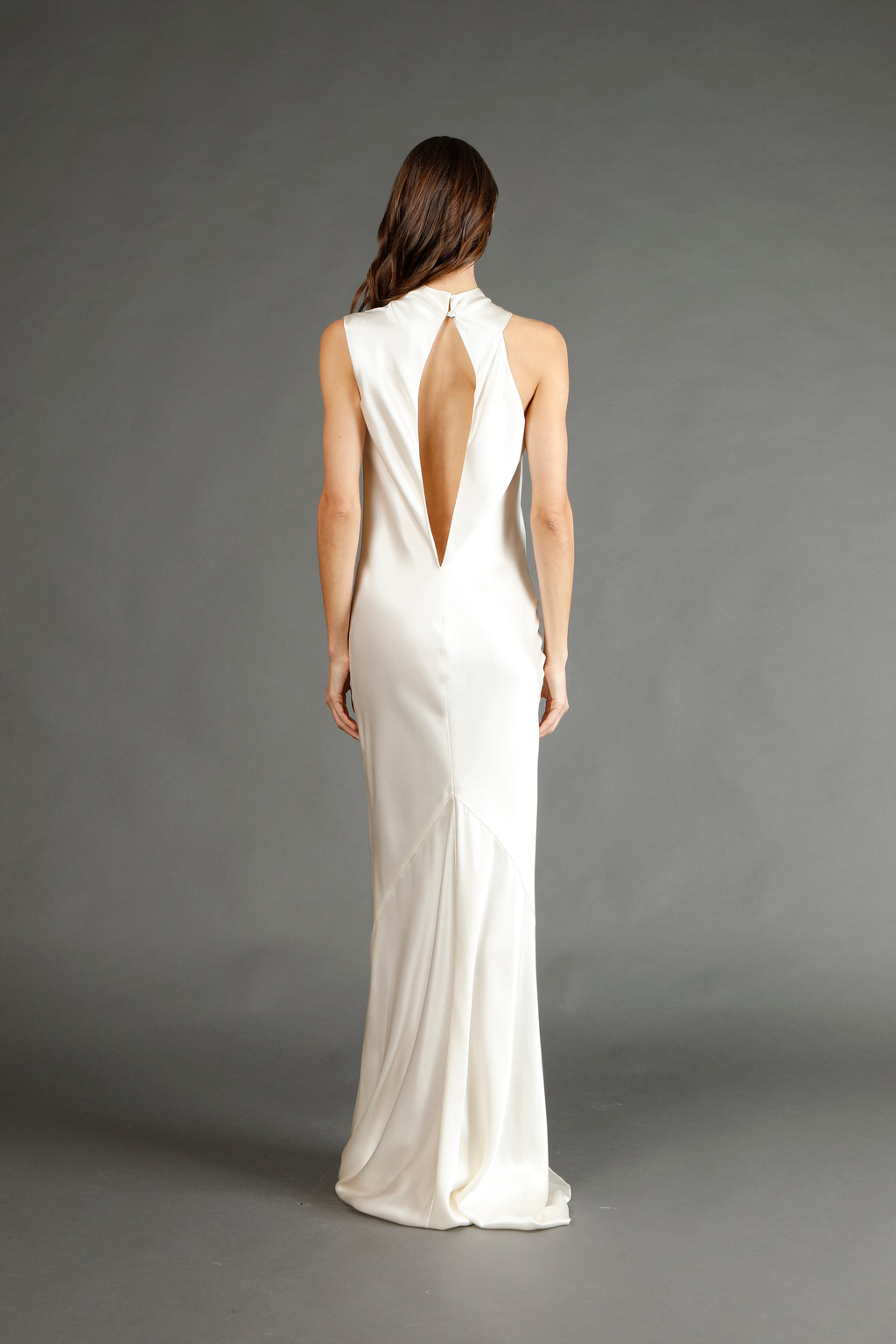 Drape neck detail gown - ivory – Michelle Mason