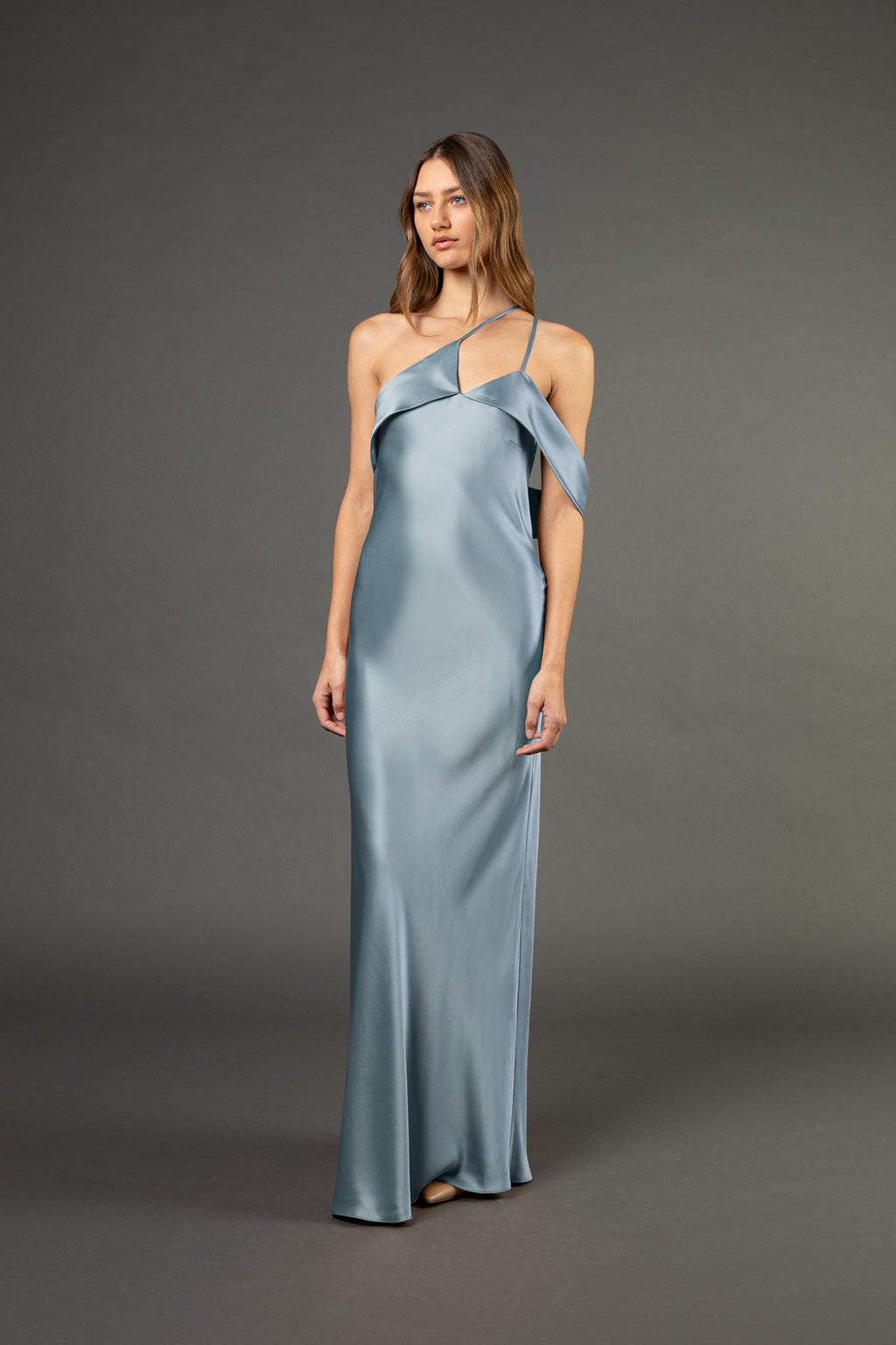 Split neckline bias gown - celestine – Michelle Mason