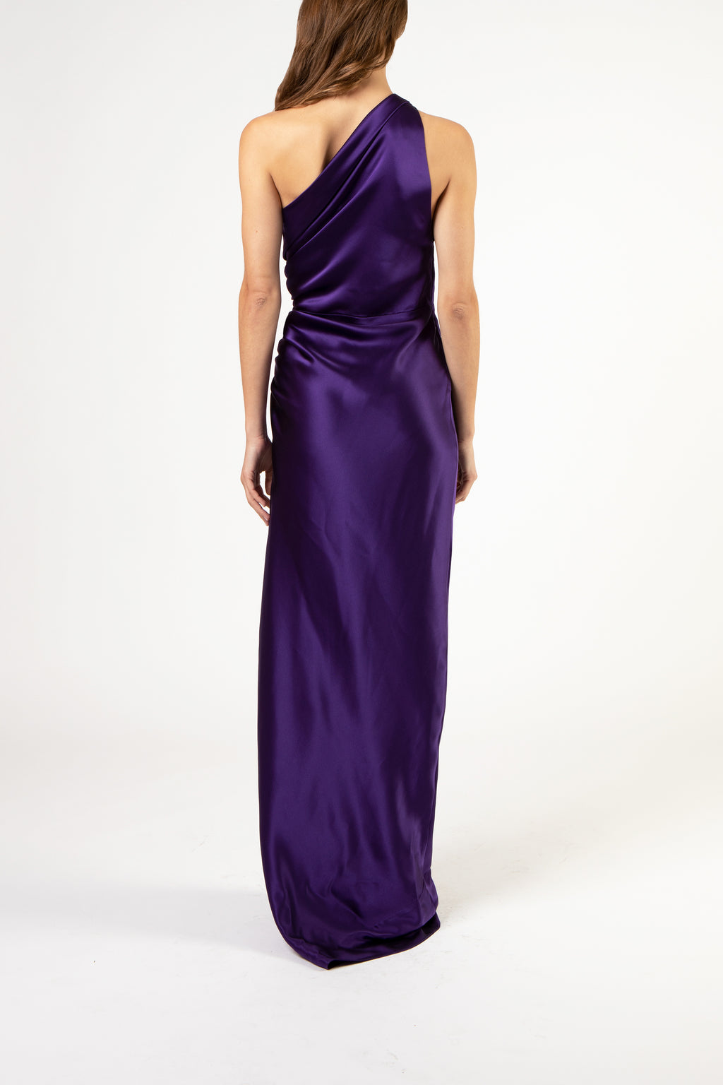 Asymmetrical gathered gown - violet – Michelle Mason