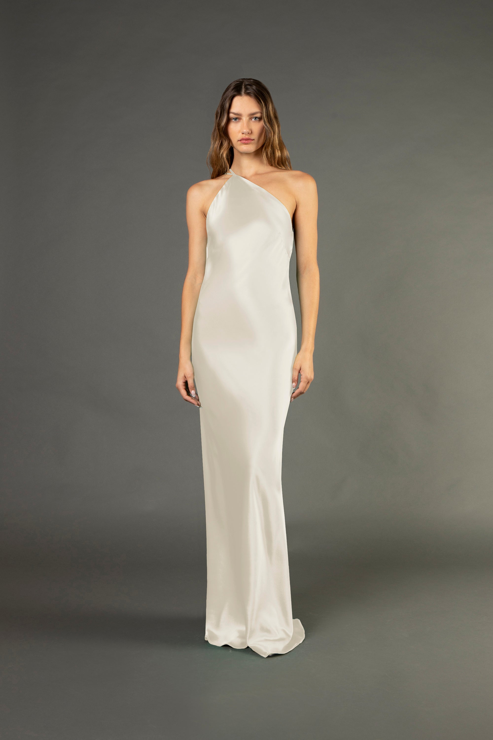 Open back cowl bias gown - ivory – Michelle Mason